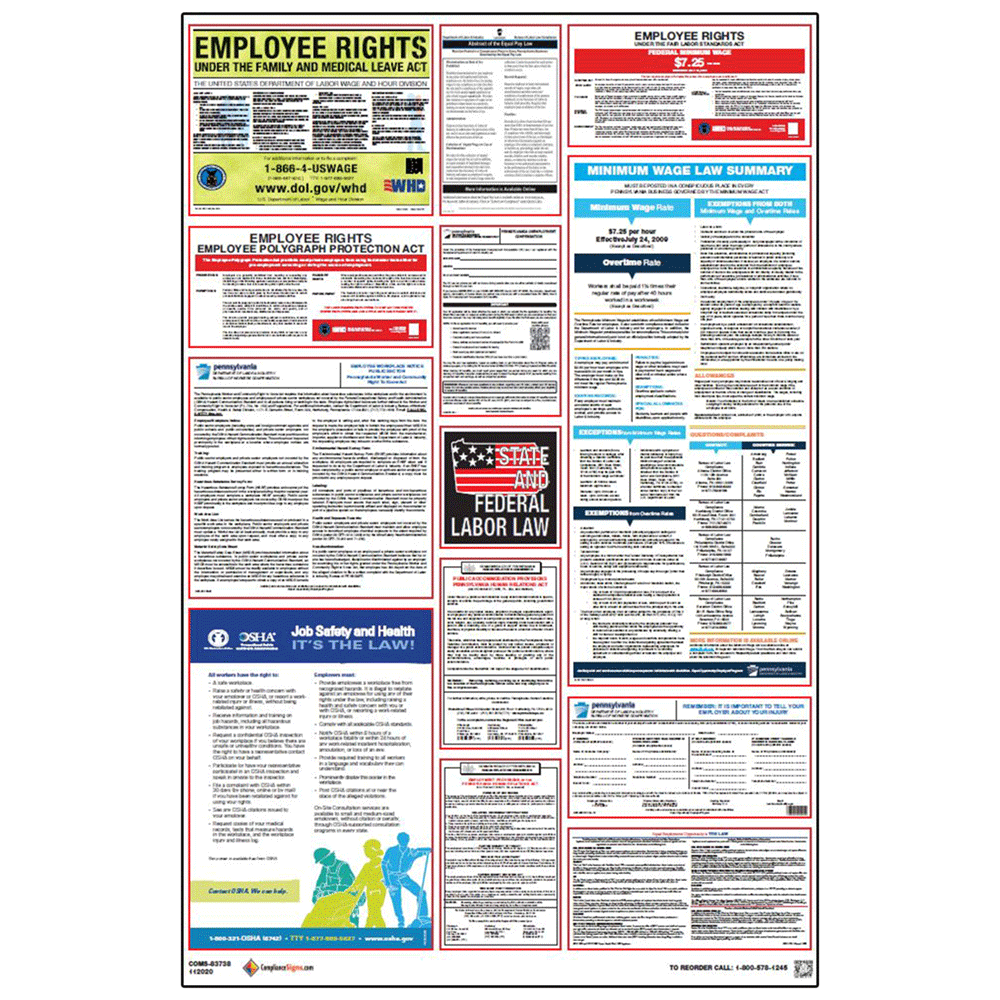 Labor Laws Poster - Pennsylvania - Federal - OSHA - English