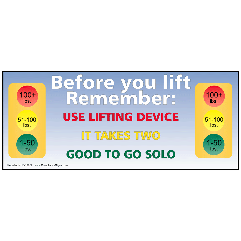 Blue Vinyl Industrial Notices Banner - Safe Lifting Weight Limits