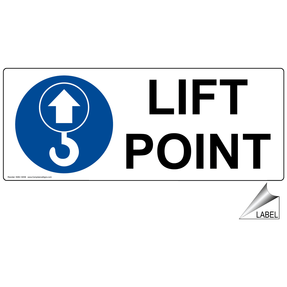Crane Lift Point Label / Sticker - White - US Made - Easy Ordering