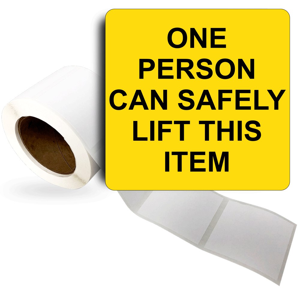 Roll of Paper Labels - One Person Can Safely Lift This Item