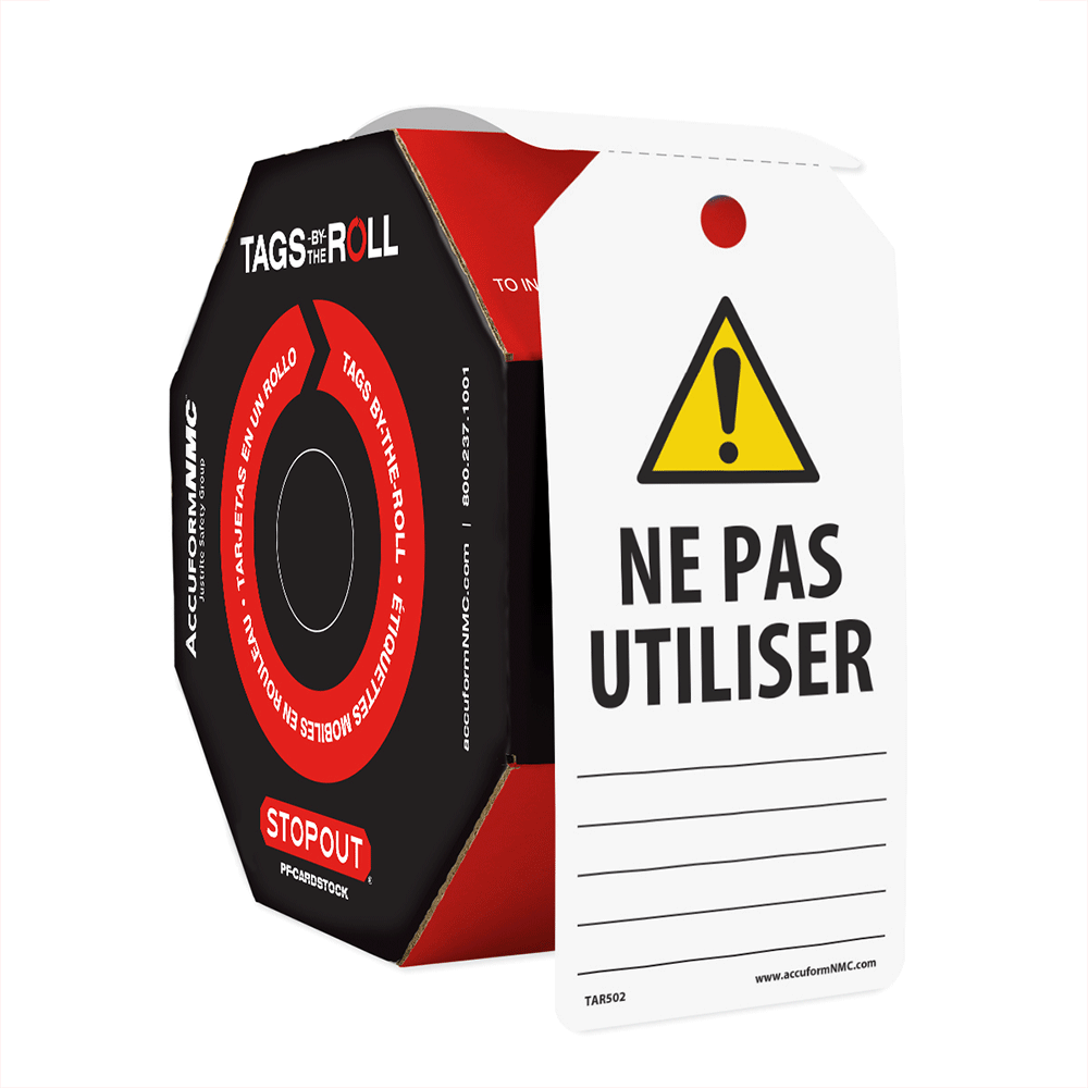 NE PAS UTILISER French Lockout Tags - Roll of 100 or 250 - Tags on Roll