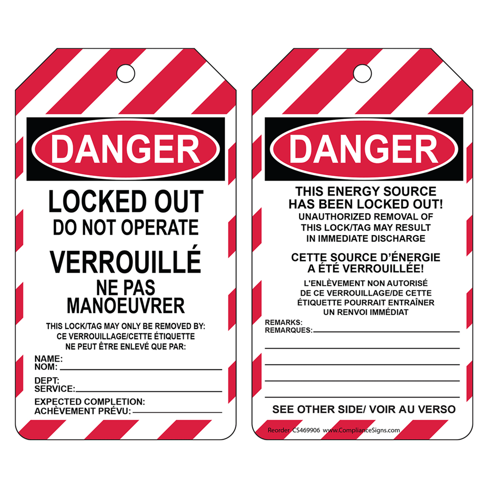 OSHA - Danger - Do Not Operate EN & FR | Lockout Tags