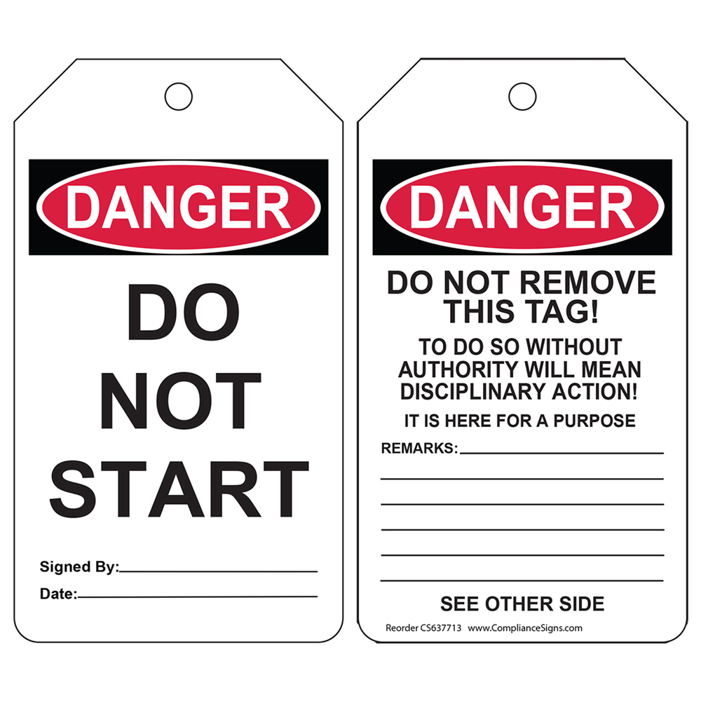 OSHA - Danger - Do Not Start Authority | Safety Tags