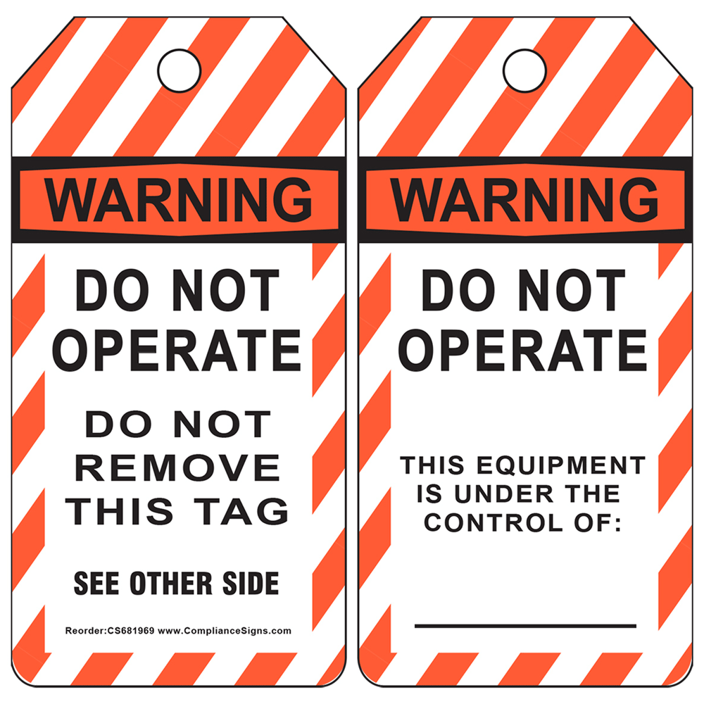 Striped Lockout Tag - Do Not Operate Do Not Remove - OSHA Warning