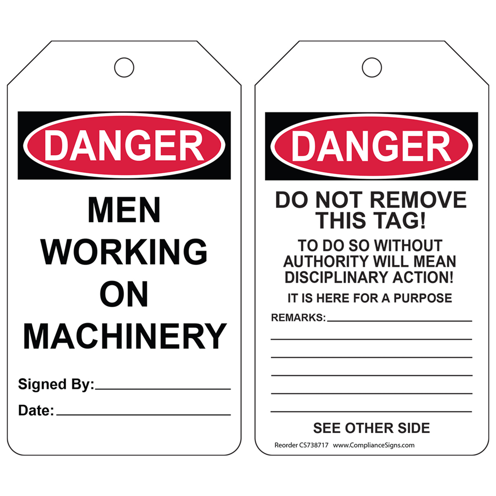 OSHA - Danger - Men Working on Machinery Auth | Safety Tags