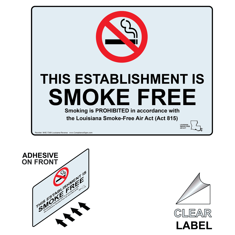 This Establishment Is Smoke Free Label NHE-7348-Louisiana-Reverse