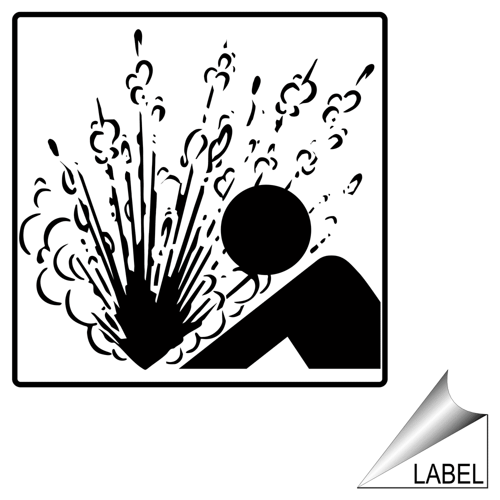 Pressurized Fluid Symbol Label - White Glow Reflective - Square