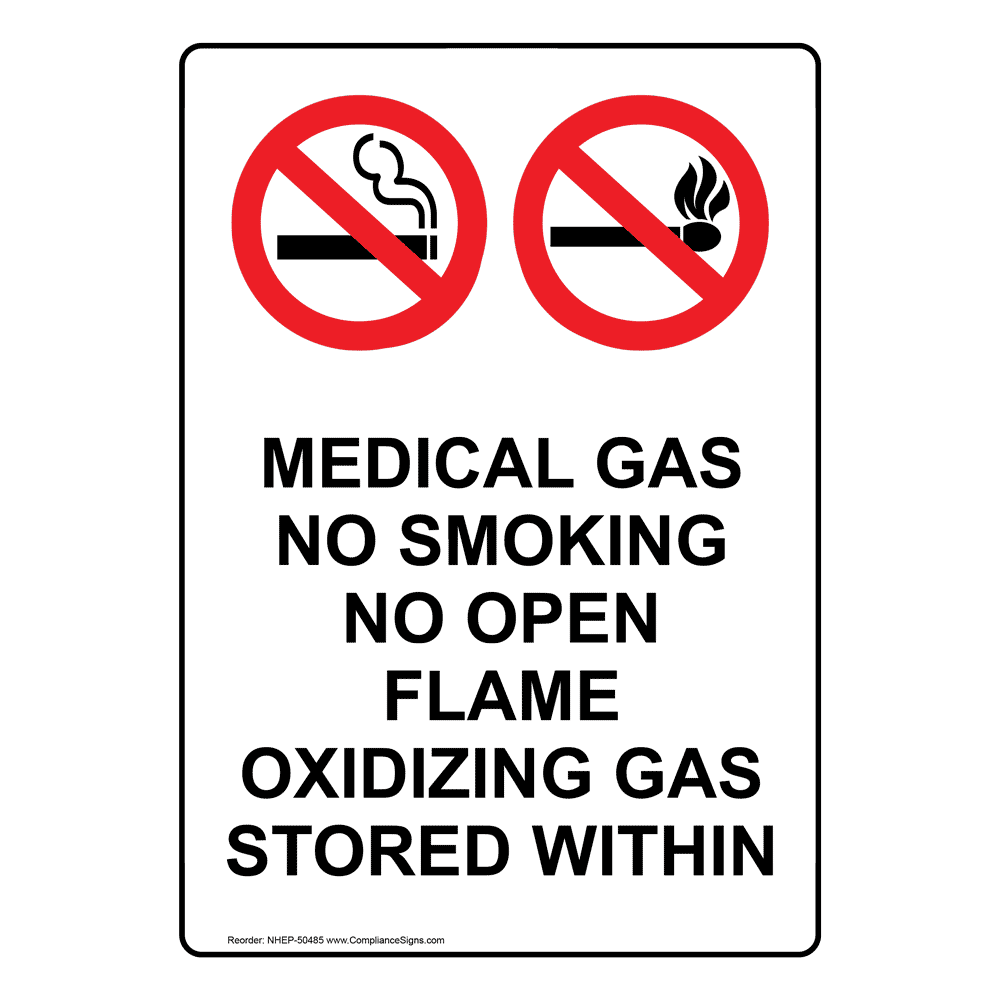 Portrait Medical Gas No Smoking Sign With Symbol NHEP-50485