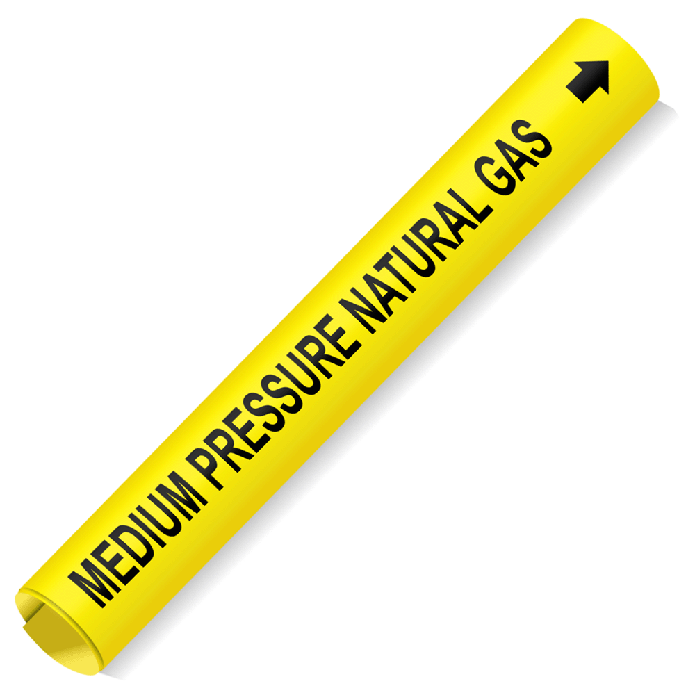 Coiled Pipe Marker - MEDIUM PRESSURE NATURAL GAS - Yellow - ASME A13.1