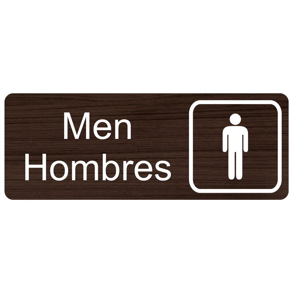 Bilingual Men Sign with Symbol | Engraved on Kona Plastic