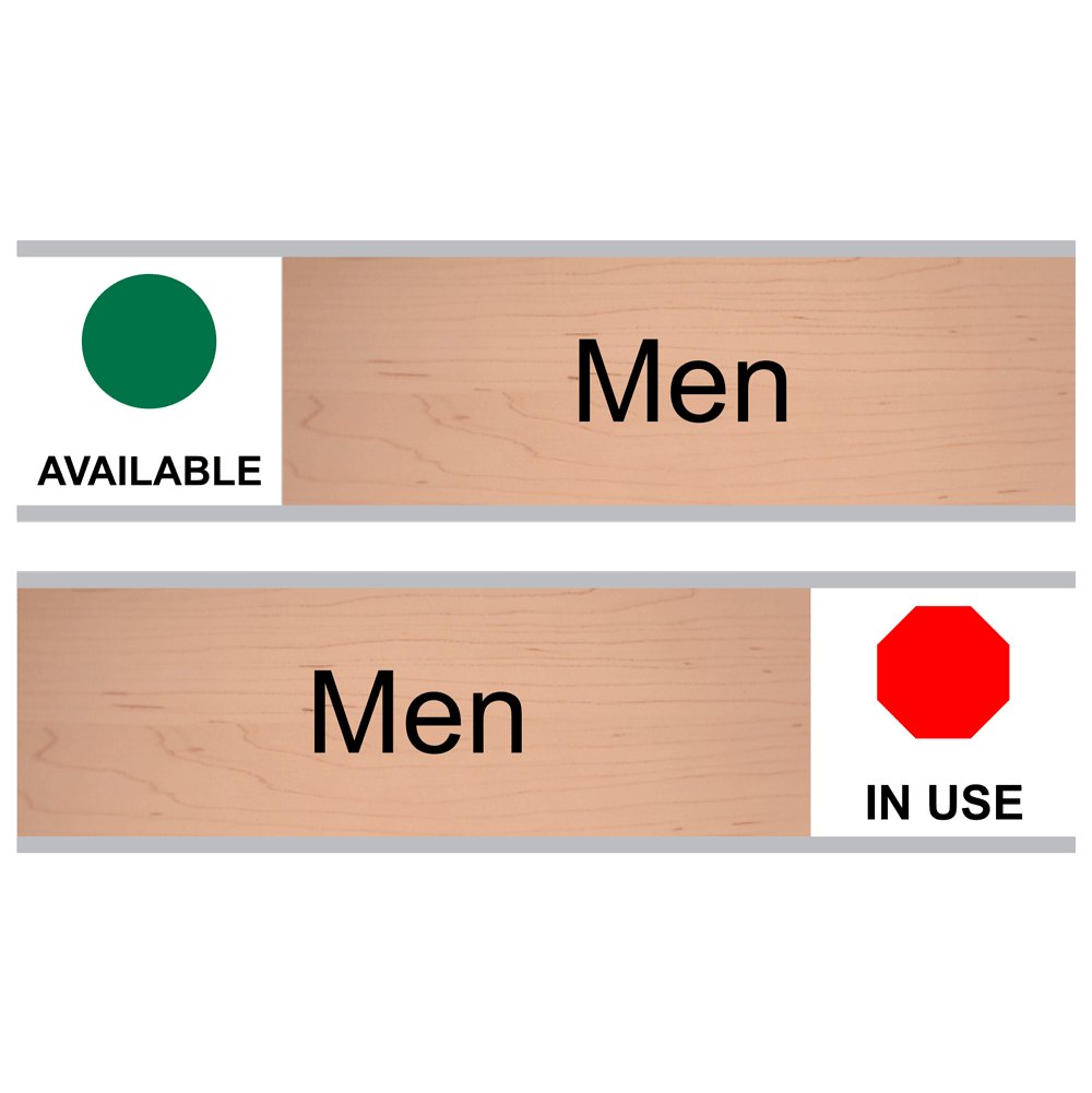 Men (Available/In Use) Sliding Engraved Sign EGRE-15955-SLIDE-BLKonCSHW