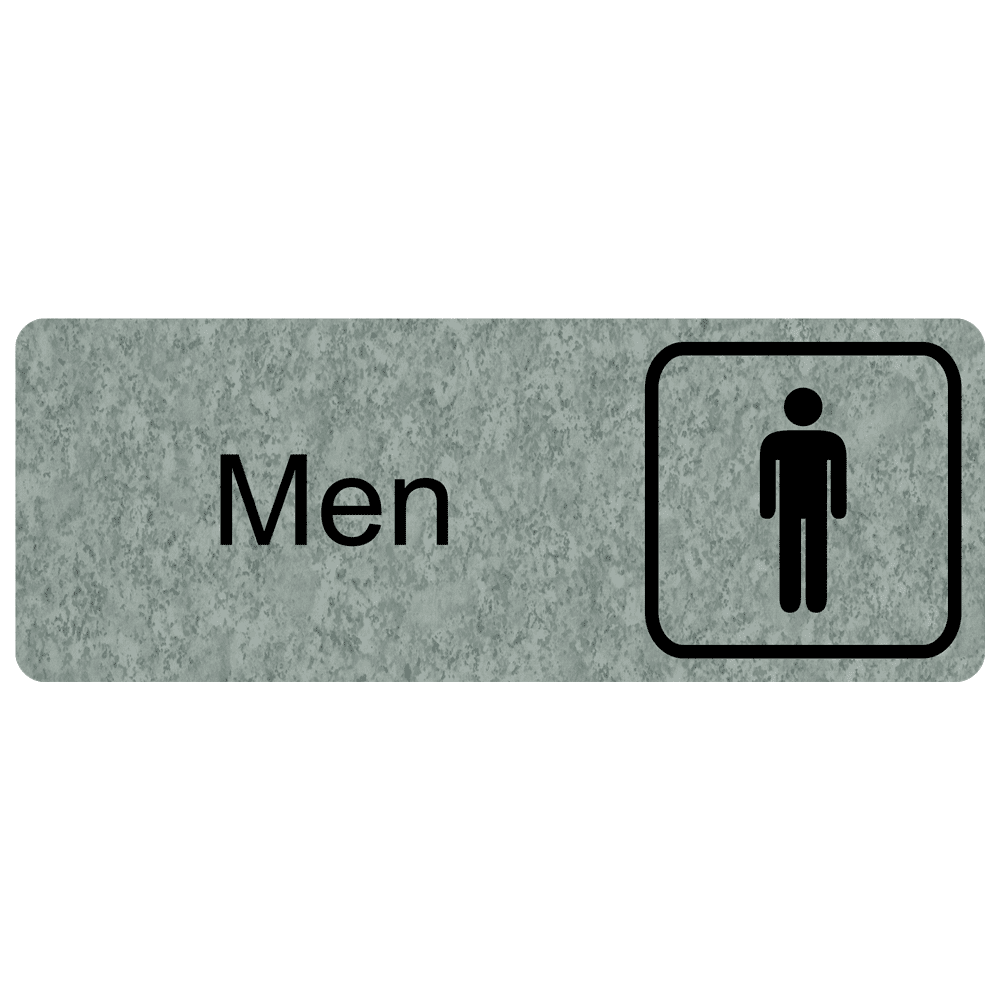 Men Engraved Sign EGRE-430-SYM-BLKonPLMRBL Restrooms Mens / Boys