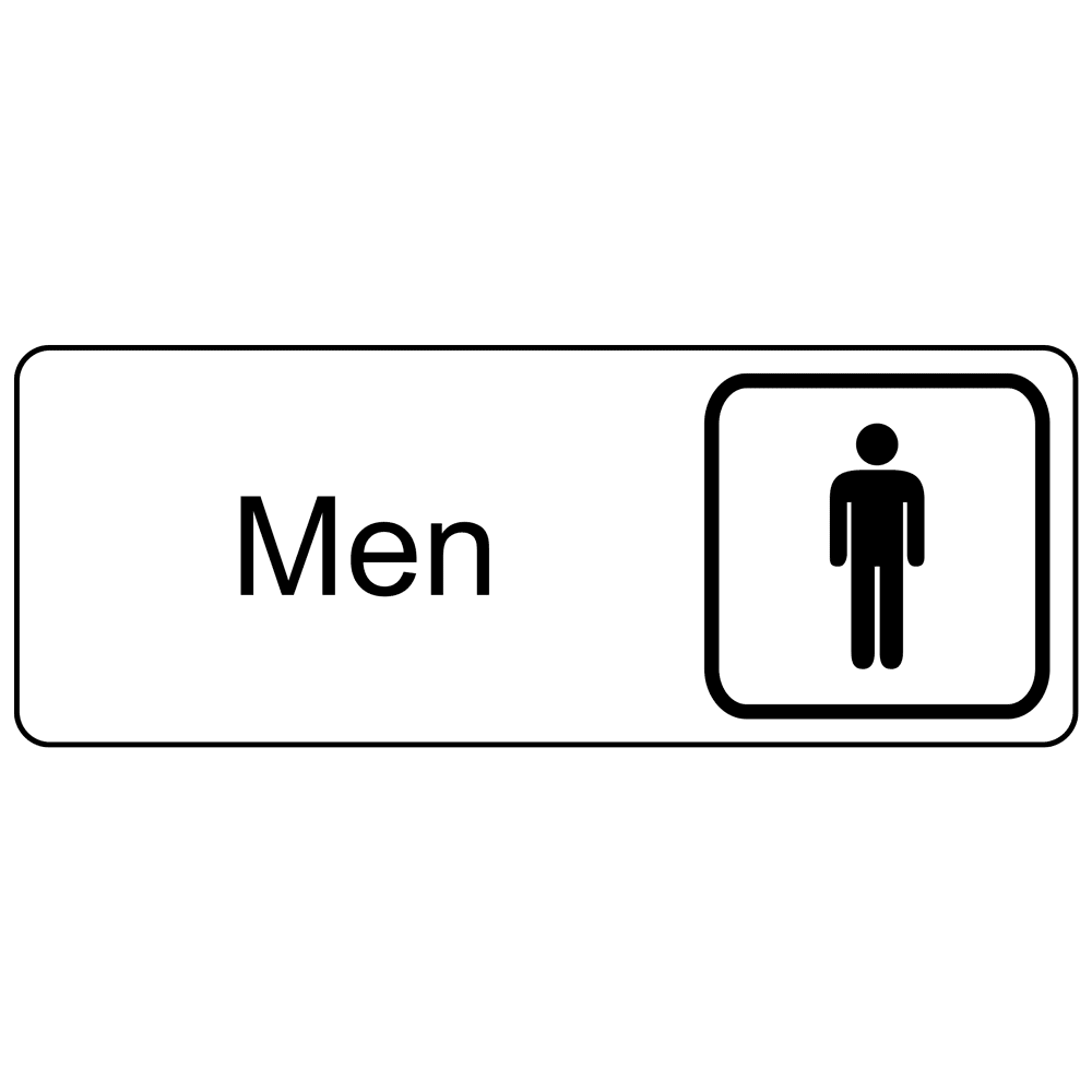 Men Black on White Engraved Sign EGRE-430-SYM-BLKonWHT Mens / Boys