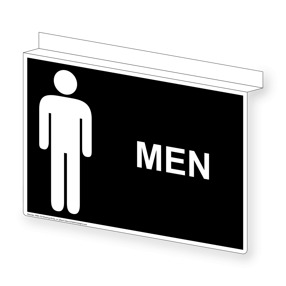 Men White on Black Sign RRE-7010Ceiling-WHTonBLK Mens / Boys