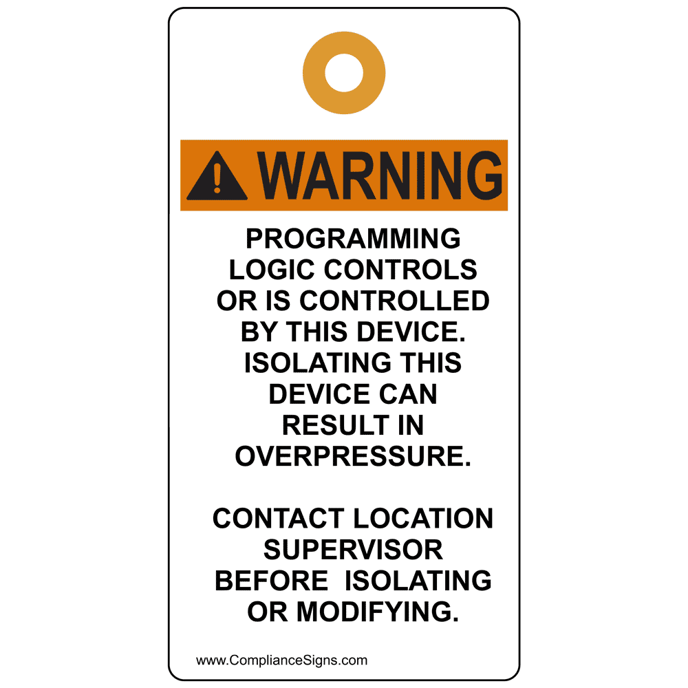 Safety Tag - Programming Logic Controls - White - US Made