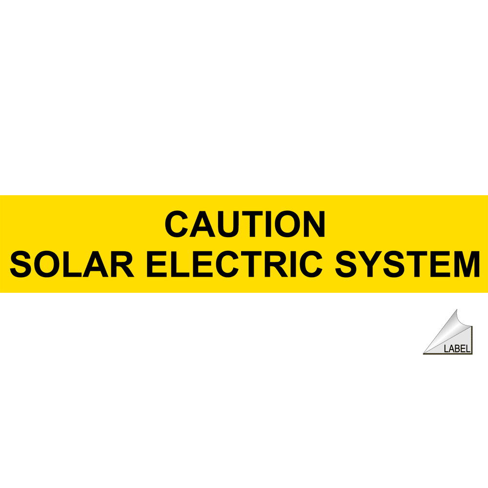 Electrical Solar Electric System Label / Sticker - Yellow Reflective