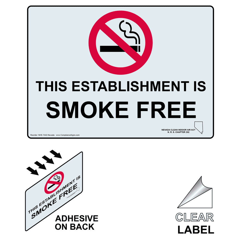This Establishment Is Smoke Free Label NHE-7442-Nevada No Smoking