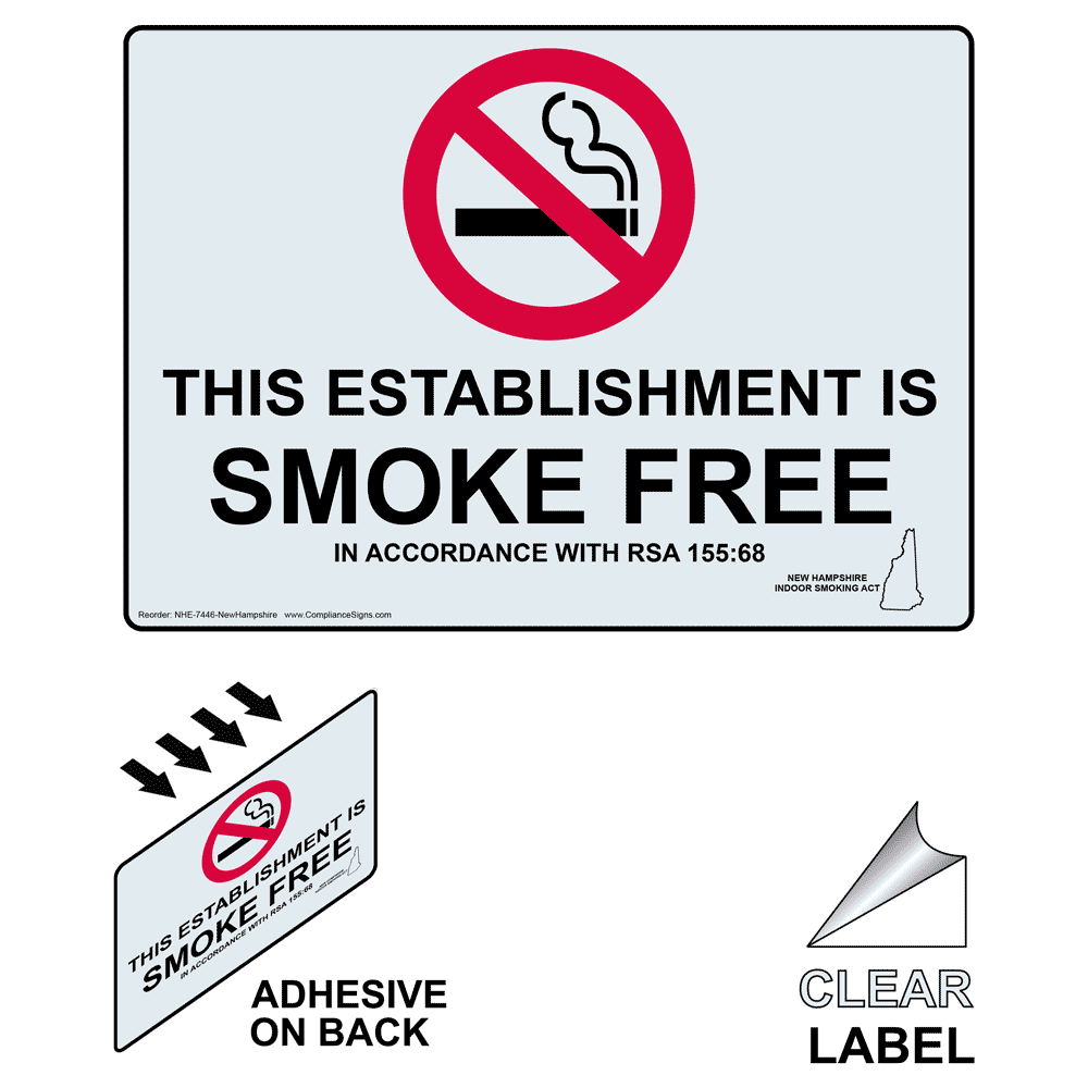 This Establishment Is Smoke Free Label NHE-7446-NewHampshire