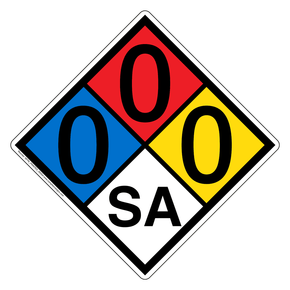 NFPA Diamond 0 0 0 SA Hazard Label Signs | Asphyxiant