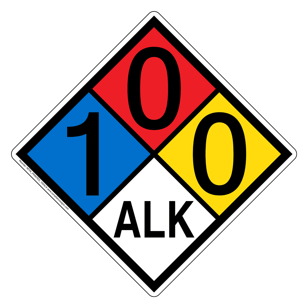NFPA Diamond 1 0 0 ALK Hazard Label Signs | Alkaline