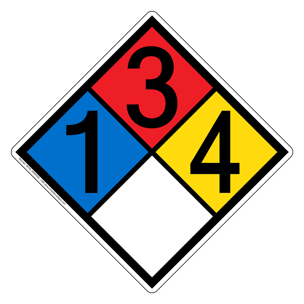NFPA Diamond 1 3 4 0 Hazard Label Signs