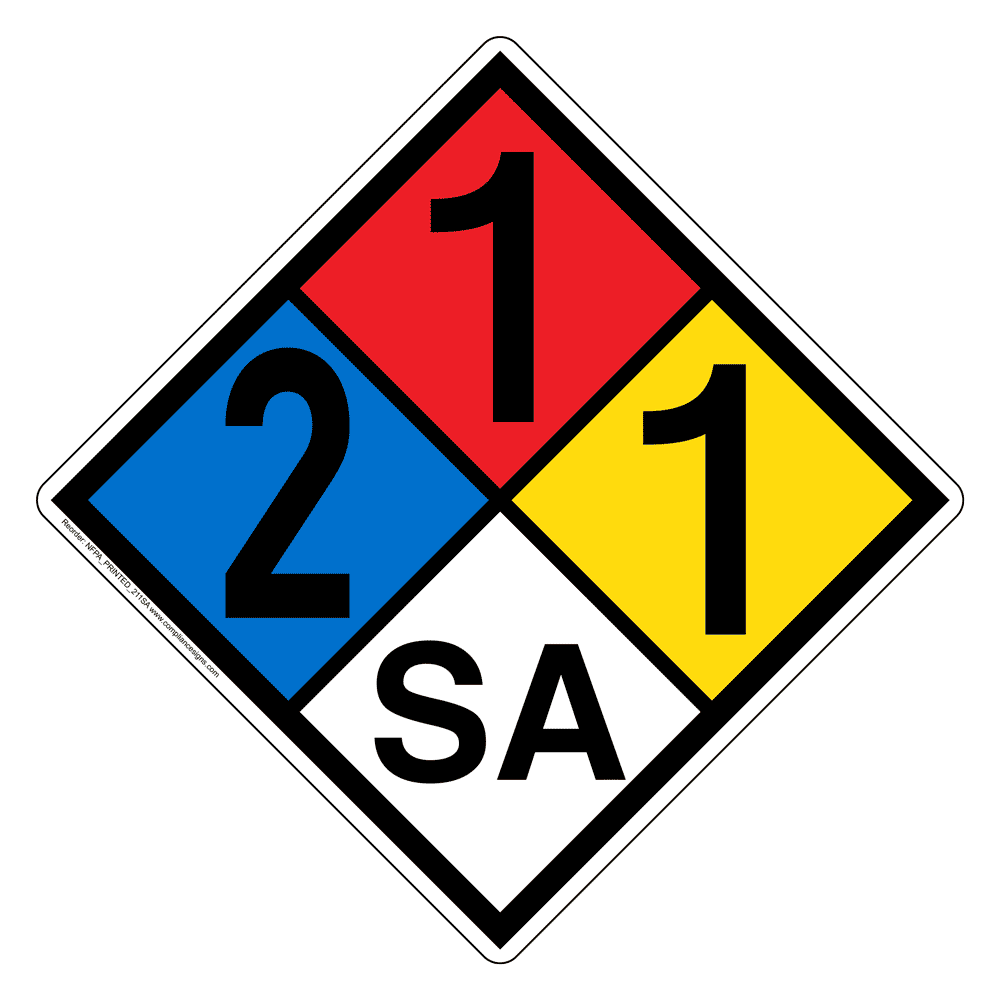 NFPA Diamond 2 1 1 SA Hazard Label Signs | Asphyxiant