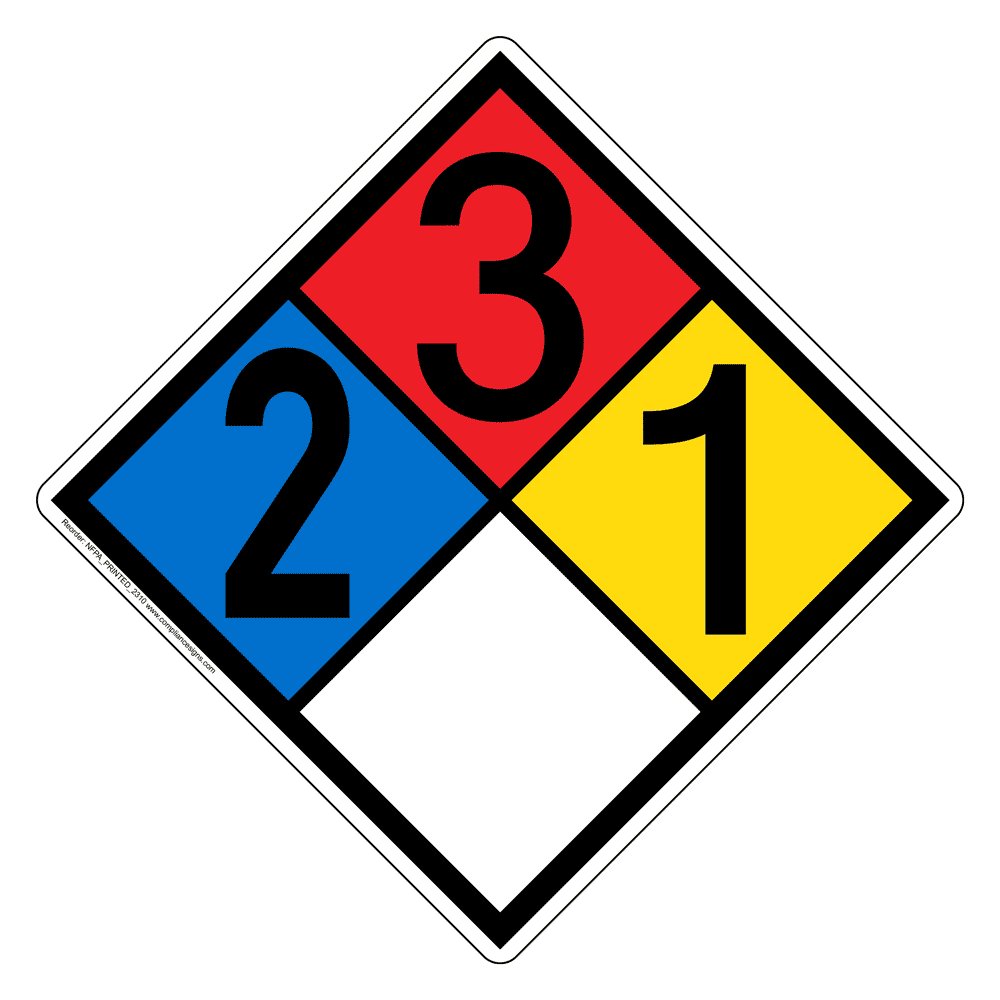 NFPA Diamond 2 3 1 0 Hazard Label Signs