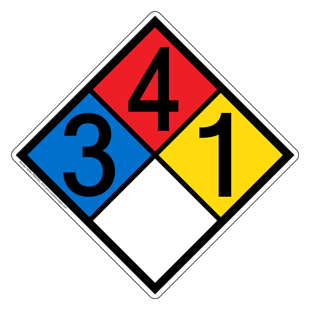 NFPA Diamond 3 4 1 0 Hazard Label Signs