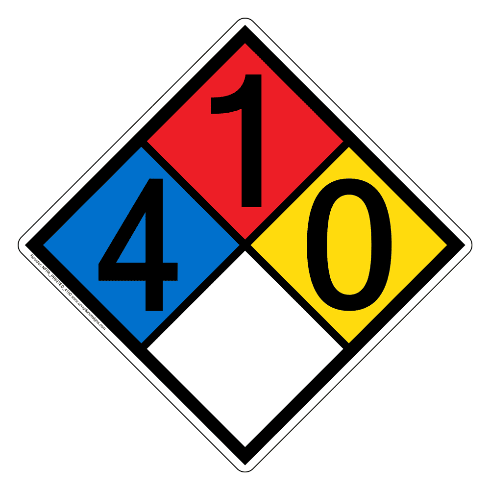 NFPA Diamond 4 1 0 0 Hazard Label Signs