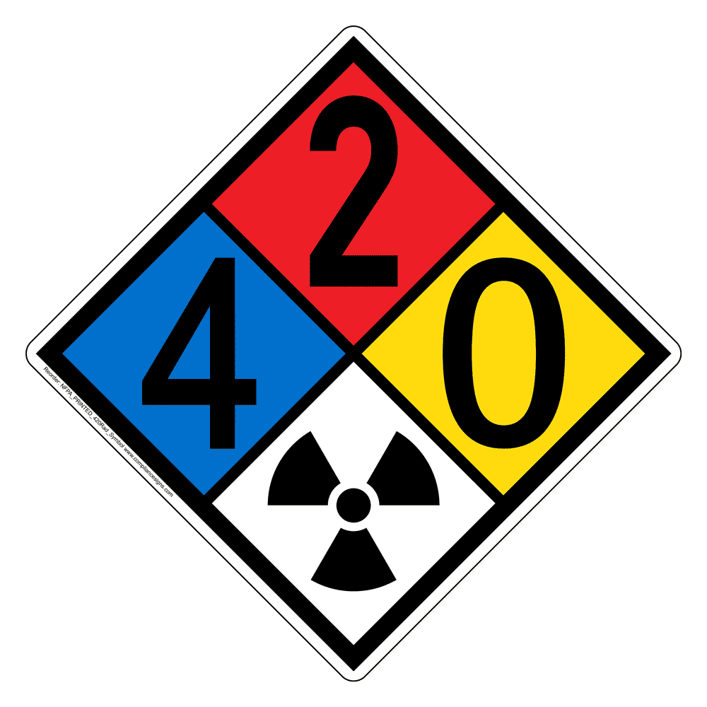 NFPA 704 Diamond Sign (4-2-0-Radiation Symbol) - Radioactive