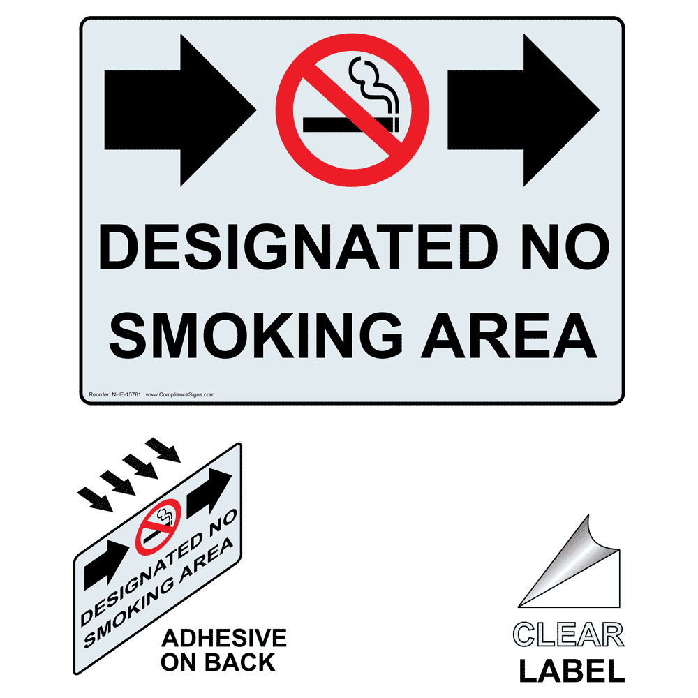 Designated No Smoking Area Label NHE-15761 No Smoking Area