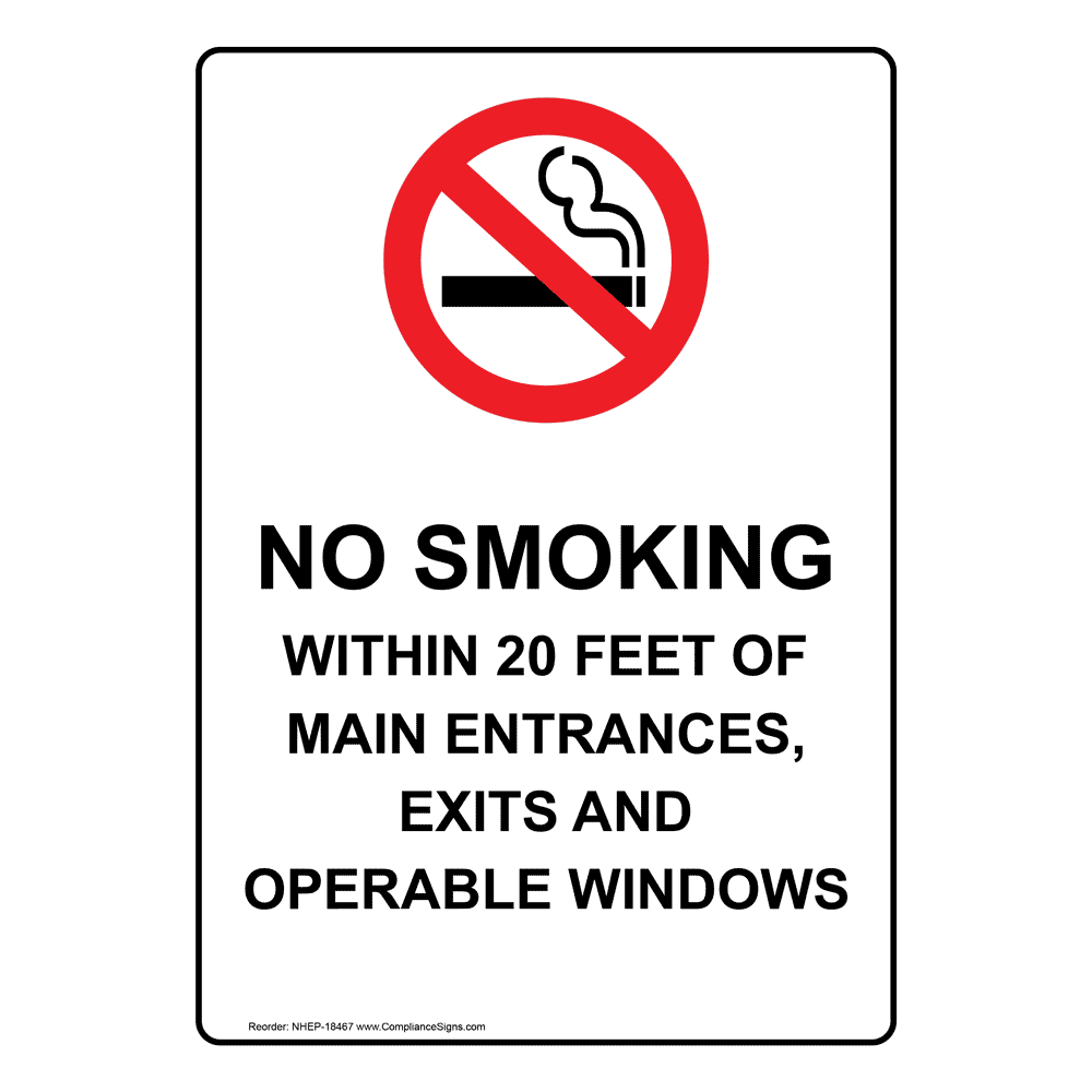 Vertical Sign - No Smoking X Feet - No Smoking Within 20 Feet
