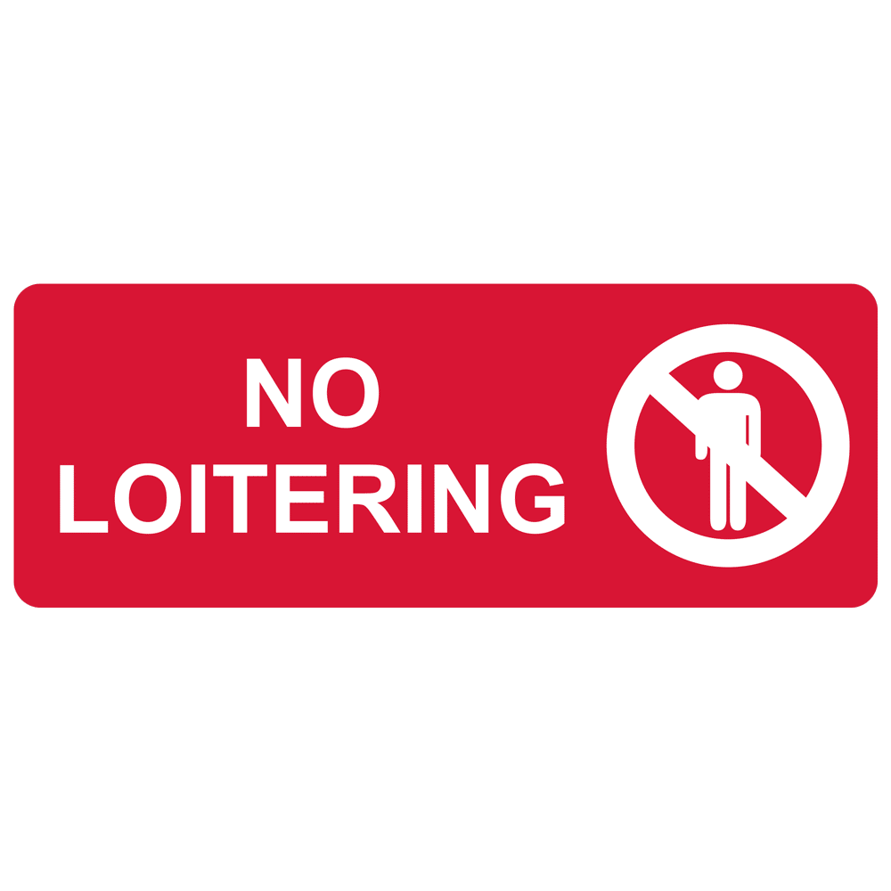No Loitering White on Red Engraved Sign EGRE-13380-WHTonRed