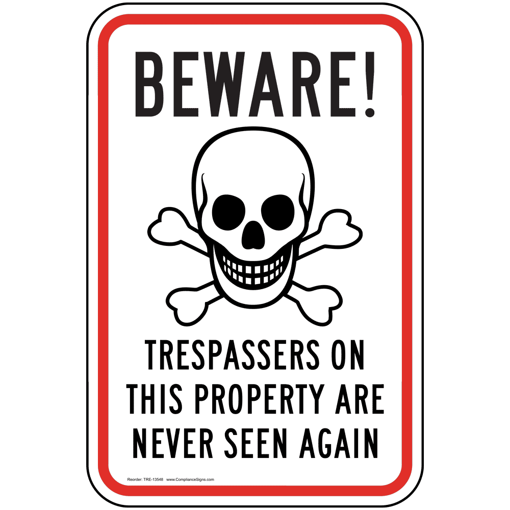 Vertical Sign - Beware! Trespassers Are Never Seen Again