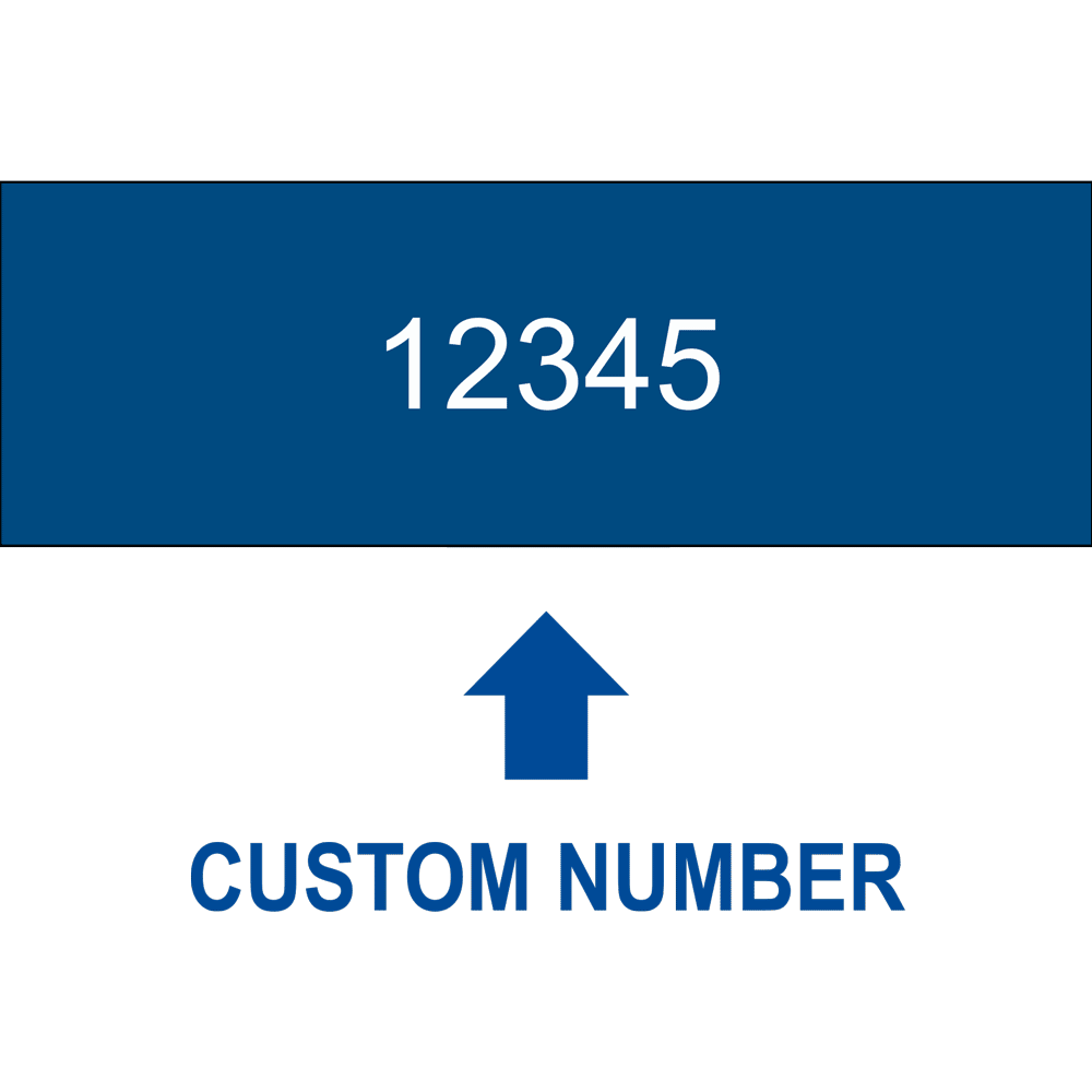 12345 Custom Number Engraved Office Sign EGRE-CUSTOM-NUM-WHTonBLU