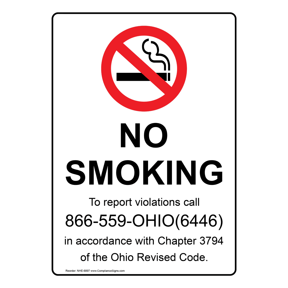 No Smoking To Report Violations Call Sign NHE-6897 No Smoking