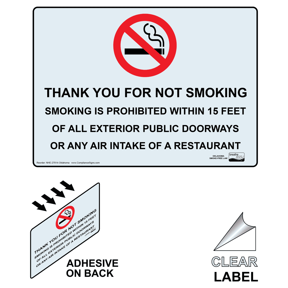 No Smoking 15 Feet Of Door Or Air Intake Sign NHE-27814-Oklahoma