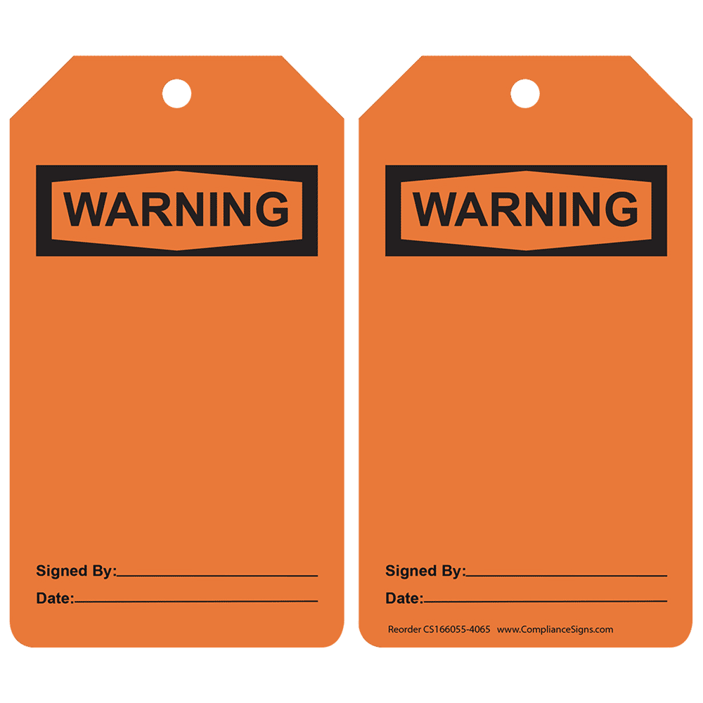 OSHA - Warning - Orange 2-sided Tag | Safety Tags