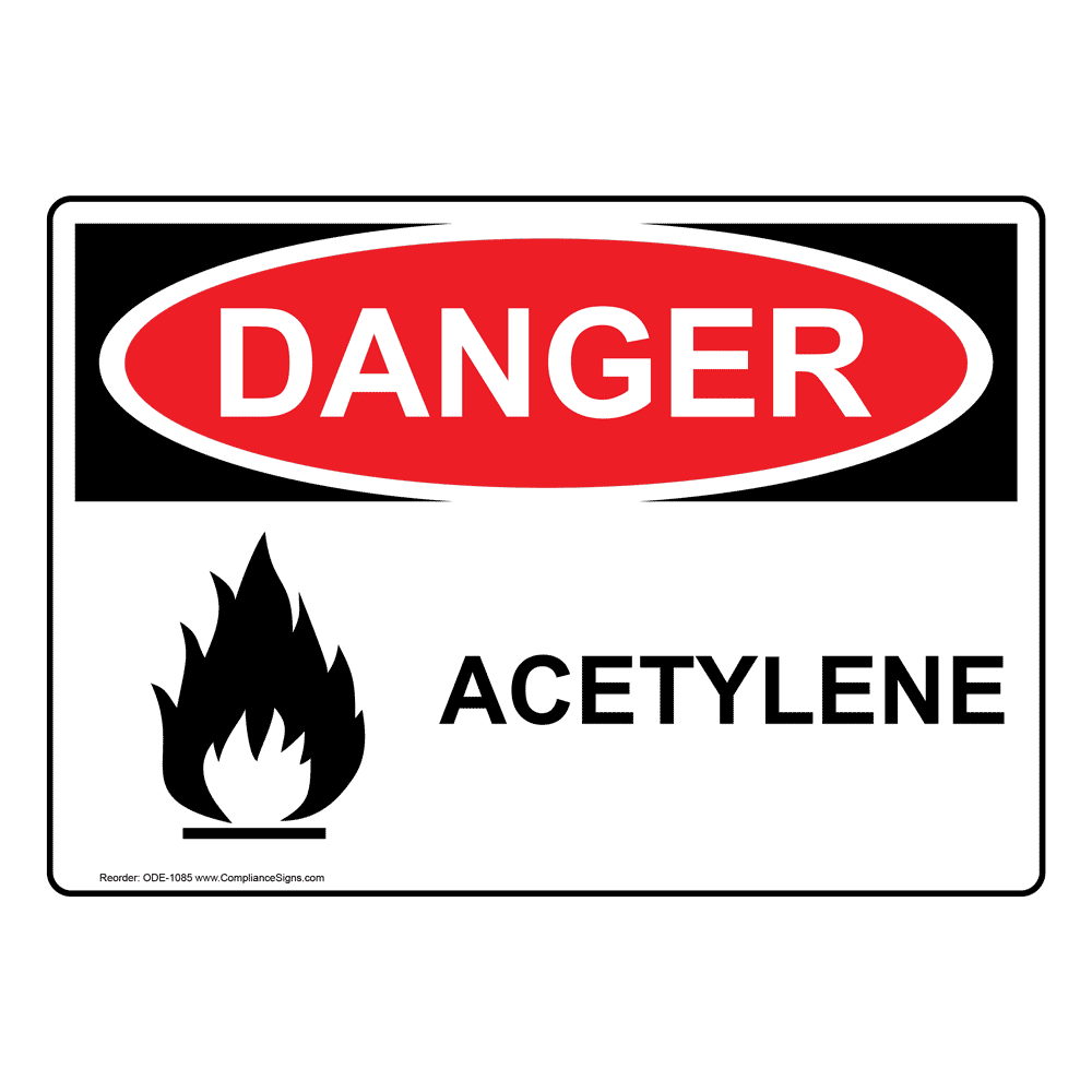 OSHA Sign - DANGER Acetylene Sign - Hazmat