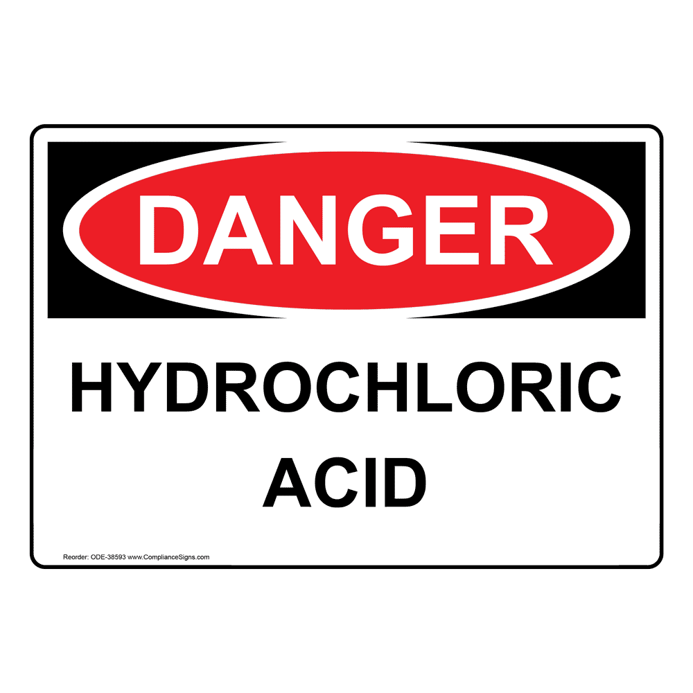 OSHA Sign - DANGER Hydrochloric Acid - Hazmat
