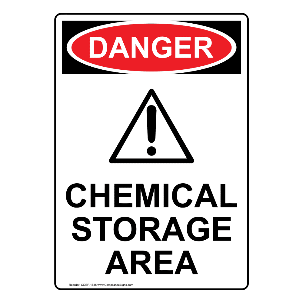OSHA Sign - DANGER Chemical Storage Area - With Symbol - 6 Sizes