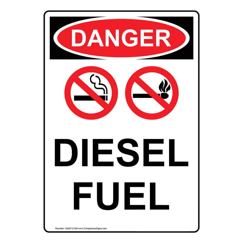 Vertical Diesel Fuel Sign - OSHA DANGER