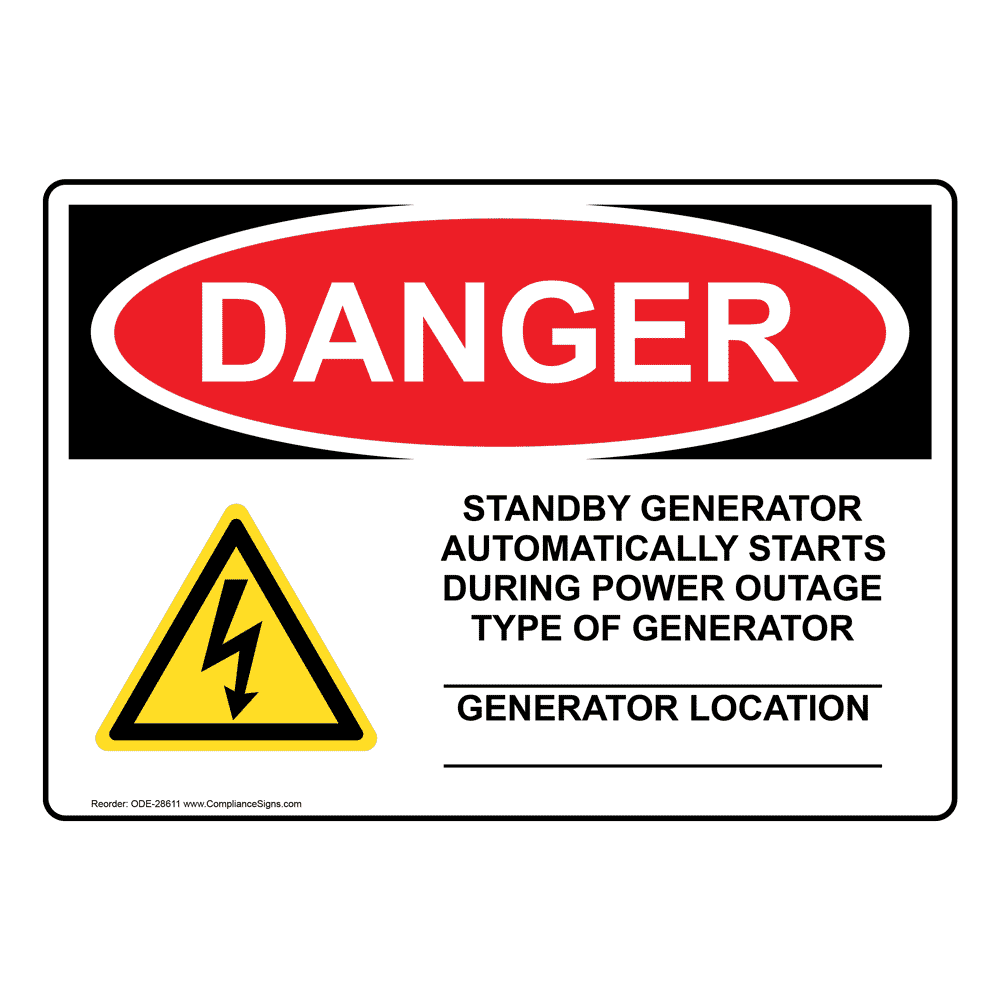 OSHA Sign - DANGER Standby Generator Automatically