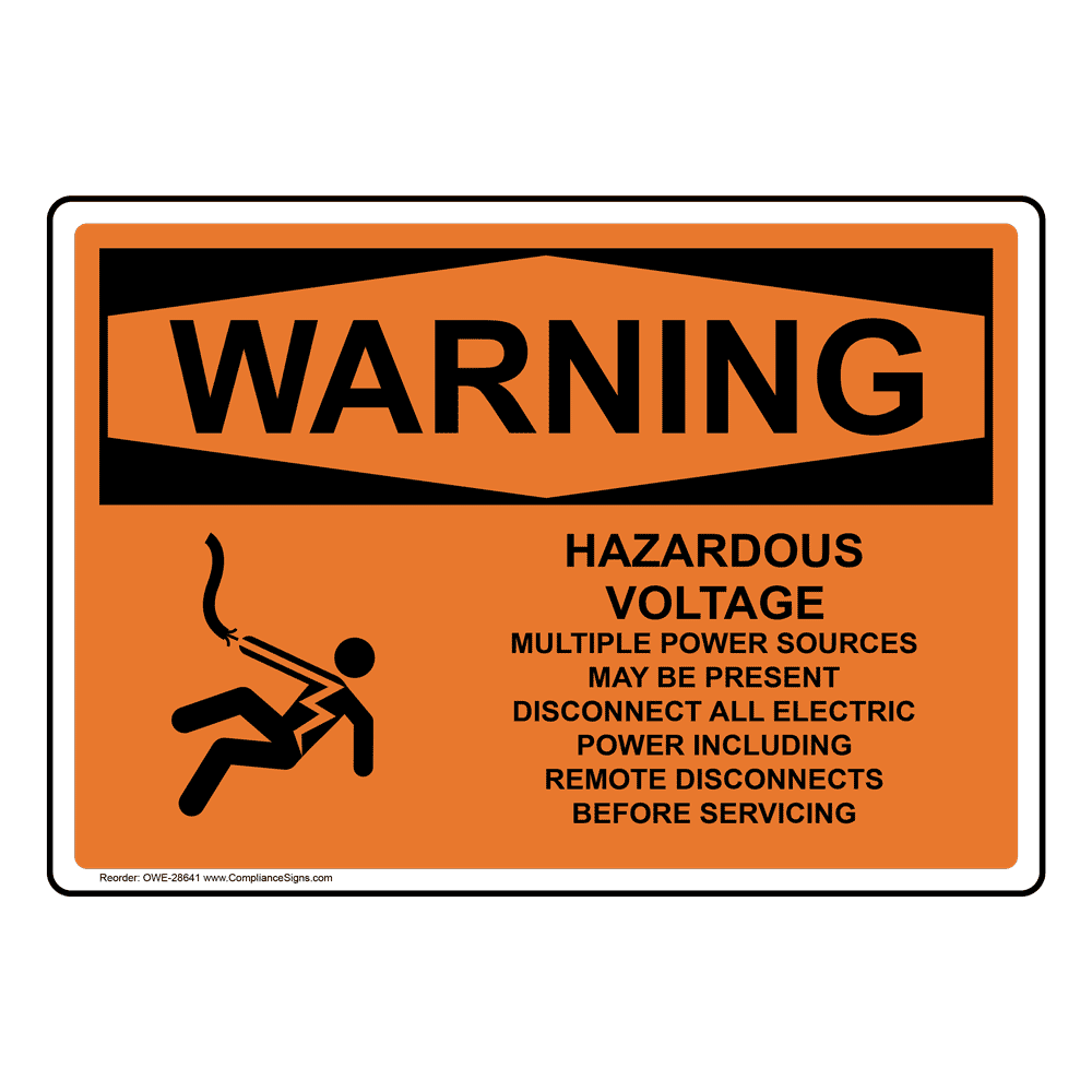 Warning Sign - Hazardous Voltage Multiple Power - OSHA