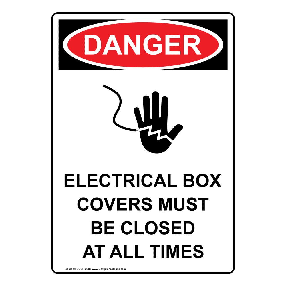 Vertical Electrical Box Covers Sign - OSHA DANGER