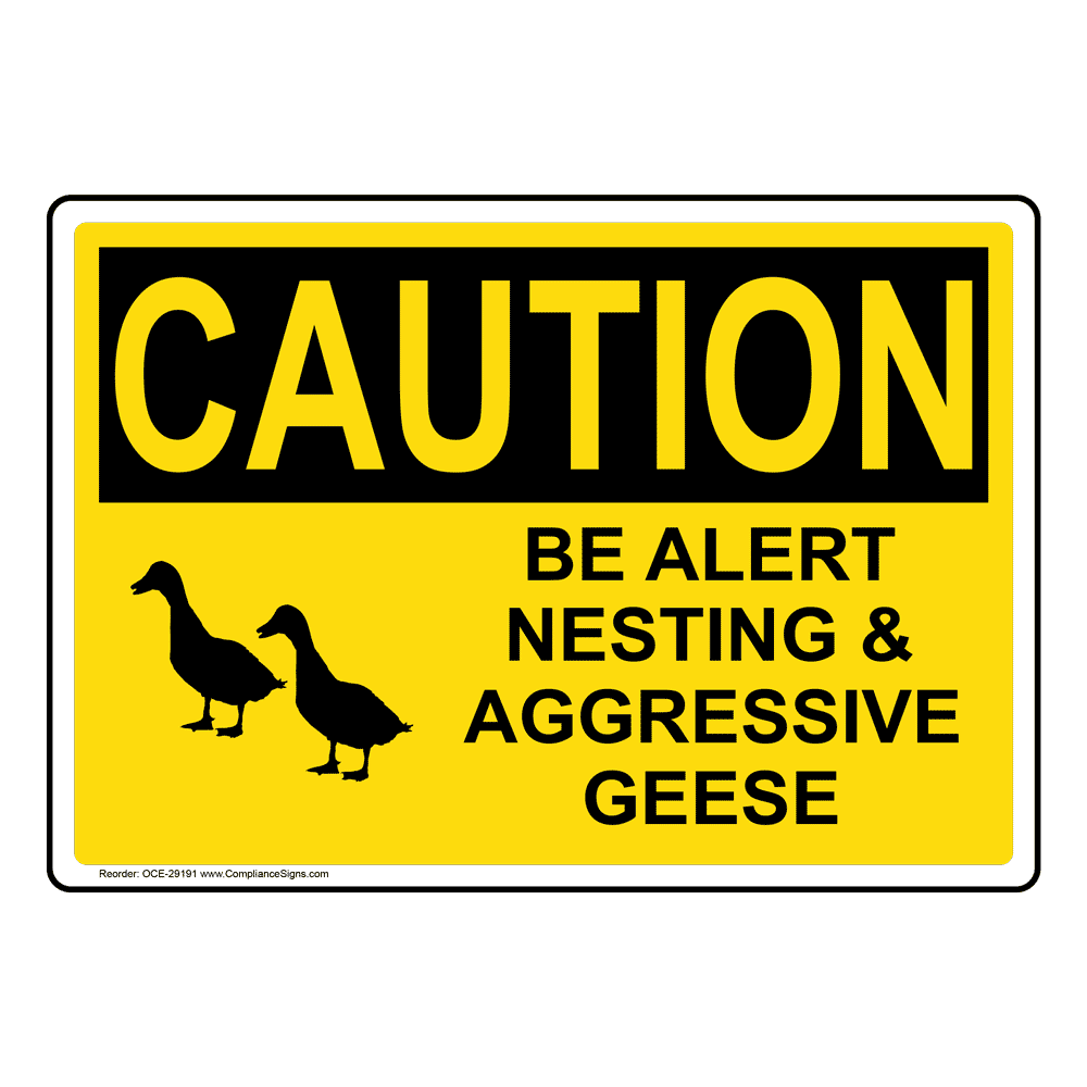 OSHA Sign - CAUTION Be Alert Nesting & Aggressive Geese - Agricultural