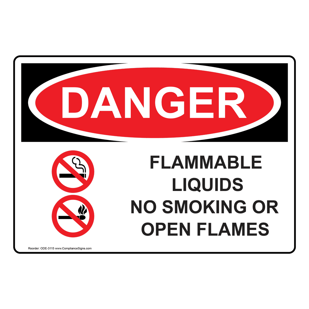 OSHA Sign - DANGER Flammable Liquids No Smoking Or Open Flames Sign