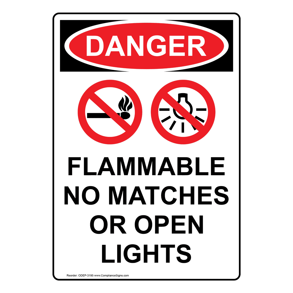 Vertical Flammable No Matches Sign - OSHA DANGER