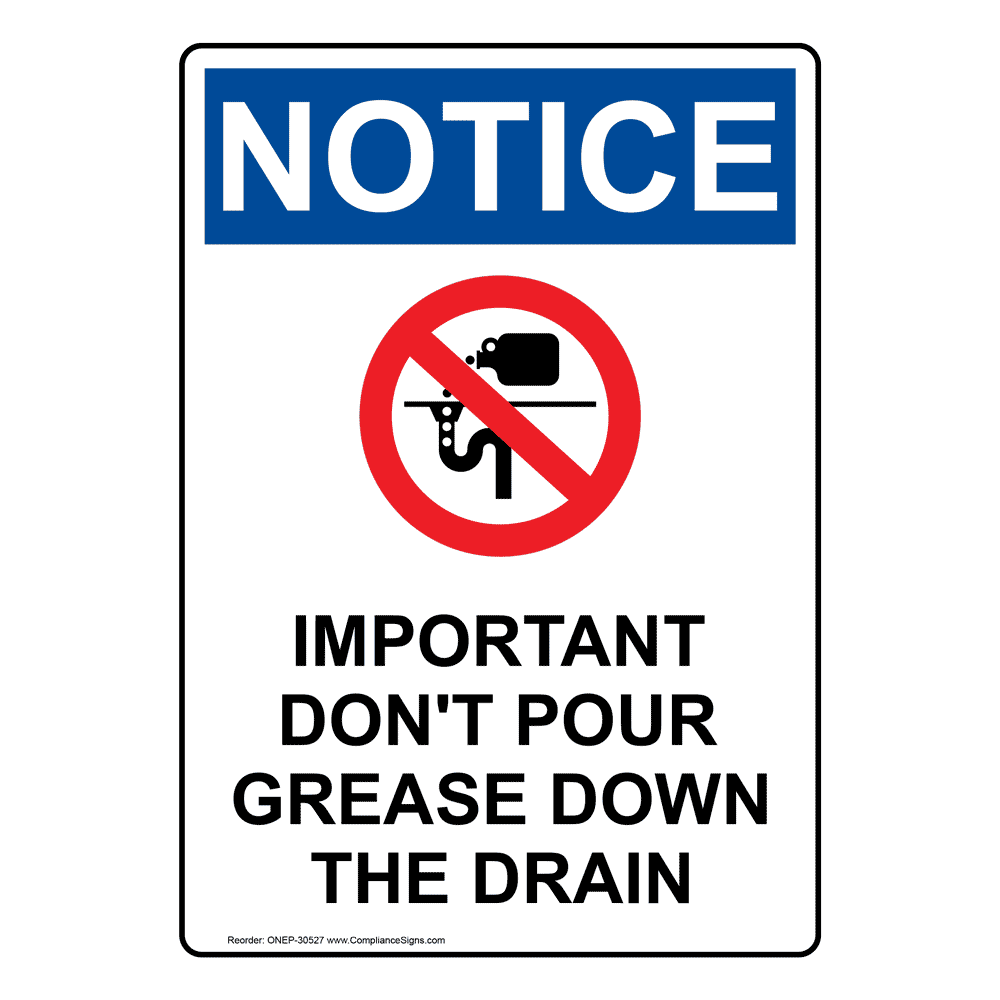 Vertical Important Don't Pour Sign - OSHA NOTICE