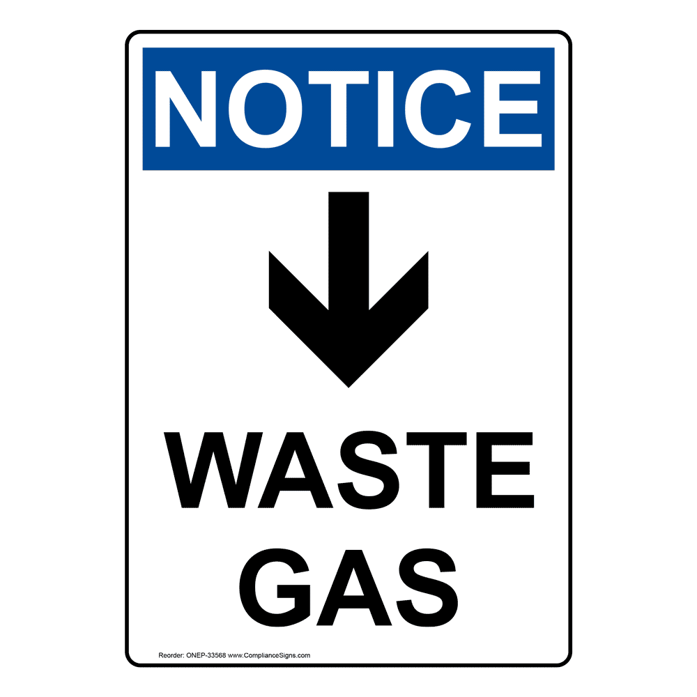 Vertical Waste Gas Sign - OSHA NOTICE